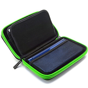 BRENDO 2DS XL Case, 3DS XL Carrying Case for New Nintendo 2DS XL and 3DS XL, 24 Game Cartridge Holders and a Large Stylus - Black/Lime Green