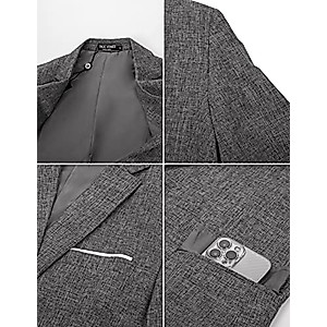 Men's Business Suit Blazer Jackets Notch Lapel Sport Coat One Button L Charcoal Gray