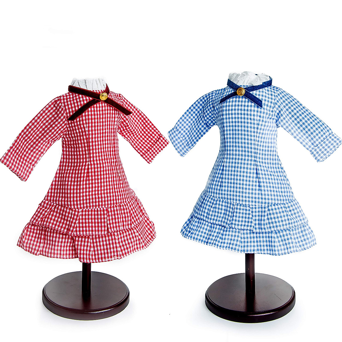 The Queen's Treasures 18 Inch Doll Clothes, Little House on The Prairie Authentic Set of 2 Laura & Mary Ingalls Check Dresses, Compatible for Use with American Girl Dolls