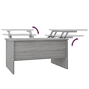 QJBSAVVA Coffee Table Gray Sonoma 31.5"x19.7"x16.7" Engineered Wood,Living Room Furniture Side Tables Narrow Bedside Tables Suitable for Meeting Rooms, Reception Rooms, Offices