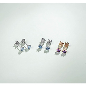 Agvana 14K Solid White Gold Solitaire Tiny 0.44 Carat Aquamarine Stud Earrings for Women March Birthstone Jewelry Anniversary Birthday Gifts for Women Mom Wife Daughter Her