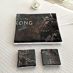 noxozoqm Game Black Myth Wukong 3-Pcs Bed Duvet Cover Set with 1 Duvet Cover + 2 Pillowcases, Game Black Myth Wukong Merch (2,Full (79x90in + 20x30in))