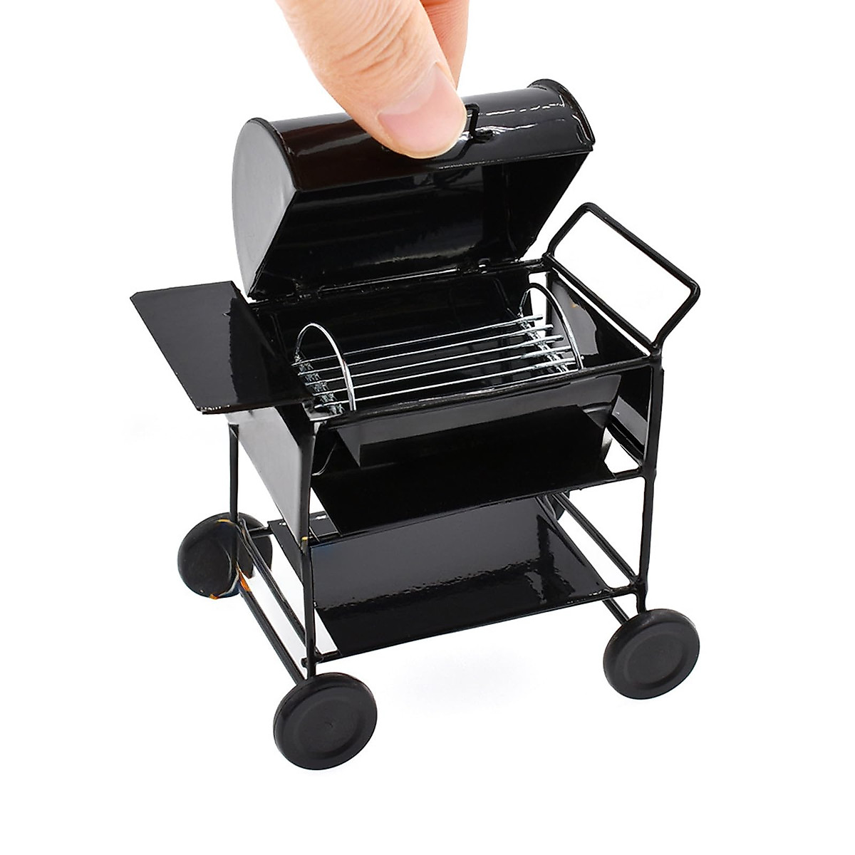 Mini House Miniature Square Barbecue Grill Oven Figurine Garden Cooking Tool Kitchen Accessories Decoration Fake Barbecue Food Realistic Drink Beer Models for 1/12,1/6 Miniature DIY Decoration
