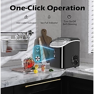 Nugget Ice Maker Countertop, Portable Crushed Sonic Ice Machine, Self Cleaning Ice Makers with One-Click Operation, Soft Chewable Pebble Ice in 7 Mins, 34Lbs/24H with Ice Scoop for Home Bar Camping RV