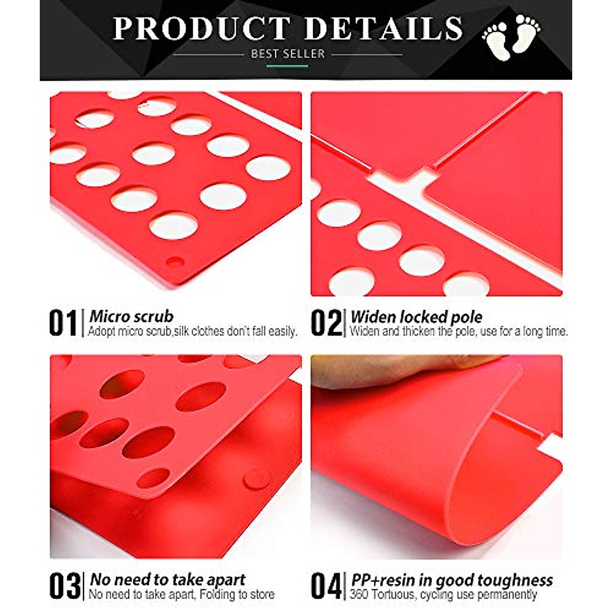 T shirt Clothes Folder Shirt Folding Board Laundry Organizer Easy and Fast for Kid and Adult(BLack&Red)