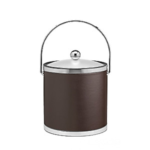 Kraftware Sophisticates Leatherette Ice Bucket, 3 Quart, Brown