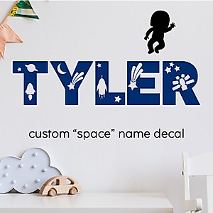 Space Wall Name Decal Custom, Baby Space Theme Nursery, Space Room Decor for Boys, Astronaut Kids Bedroom Decor, Planets Space Theme Bedroom