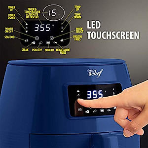 Deco Chef 5.8QT (19.3 Cup) Digital Electric Air Fryer with Accessories and Cookbook- Air Frying, Roasting, Baking, Crisping, and Reheating for Healthier and Faster Cooking (Blue)