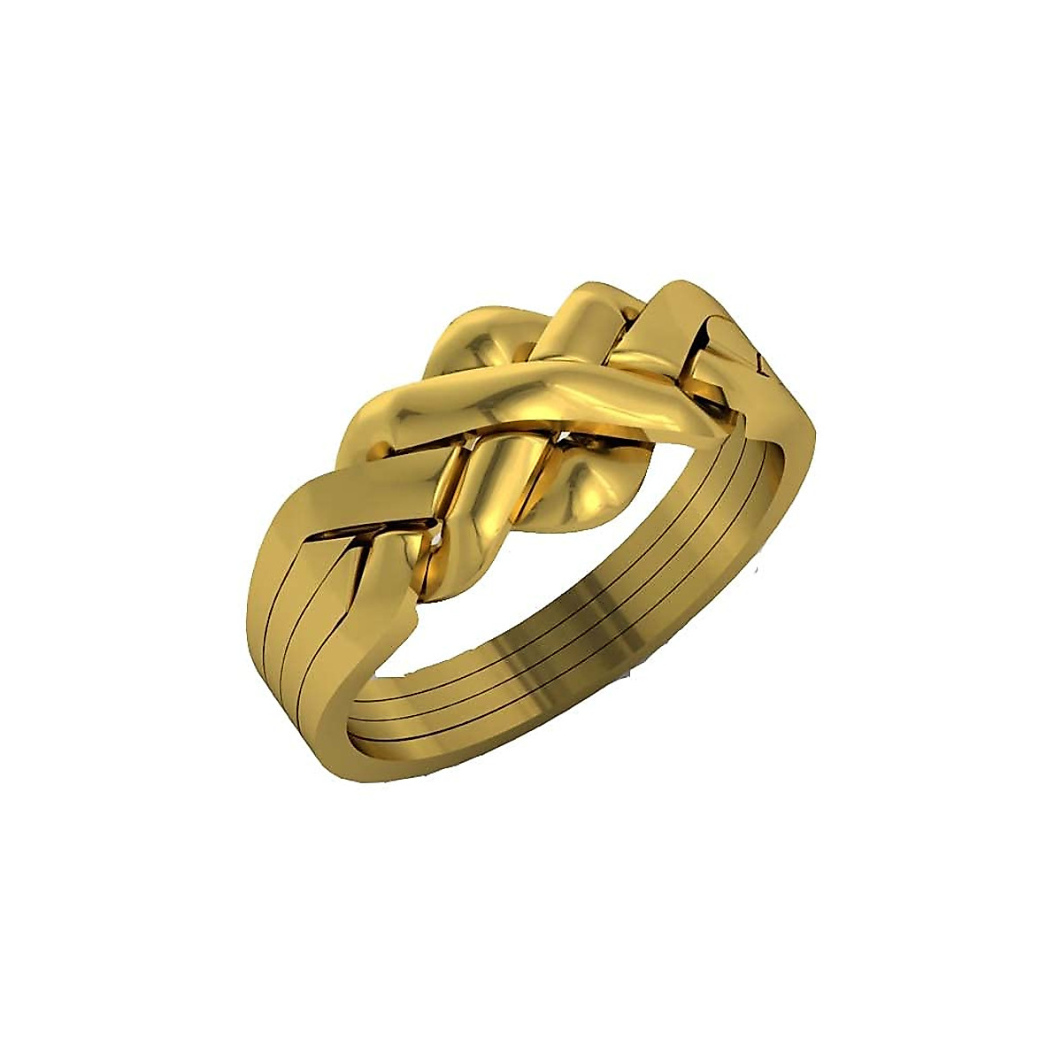 OFLIUM 4 band Classical Turkish Puzzle Ring 14K Real Yellow Gold Plated Braided Interlocking Knott unique gift for him, for her, girlfriend, mom, dad PRN (5)
