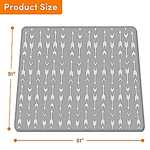 High Chair Mat for Floor Machine Washable, Splat Mat for Under High Chair 51" Large Waterproof, Baby Spill Mat for Art and Crafts Silicone Non Slip - Gray Arrow