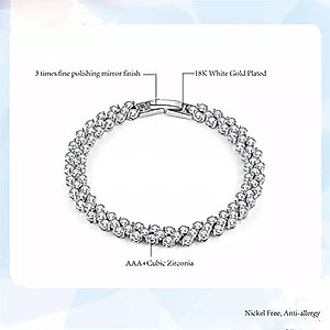 QLKILYR Silver Bracelets for Women, Classic Bling Cubic Zirconia Tennis Bracelet for Female Jewelry-6.5 Inch