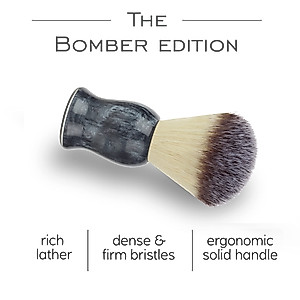 RUBAB MEN Premium Shaving Brush for Men with Cruelty-Free Bristles Synthetic Bristles |Bomber Edition| Experience Luxury Wet Shave & Elegant Dual-Toned Handle Crafted with Passion