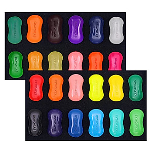 AIERVEN Crayons for Toddlers Palm Grip Jumbo Baby Crayons 24 Colors Washable Non-Toxic Paint Crayons Toys for Kids 3+ (Soap)