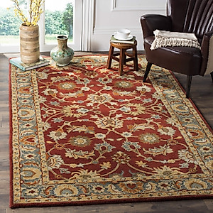 SAFAVIEH Heritage Collection 8' x 10' Red/Blue HG403A Handmade Traditional Oriental Premium Wool Area Rug
