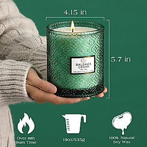 Christmas Large Candles, Balsam & Cedar Candle, 19oz Large Candles for Christmas Home Decor, Christmas Gifts for Women, Christmas Luxury Scented Candles for Women, 88 Hours Burning Time