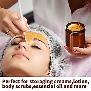 Tanlade 40 Pcs Amber Plastic Jars with Lids Round Cosmetic Containers Amber Jars Refillable Containers for Powder Liquid Food Storage Kitchen Cosmetic Lotion Ointments Creams Essential Oil (8 oz)