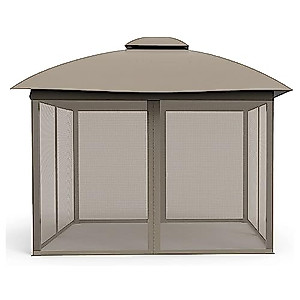 Gazebo Mosquito Netting Screen 4-Panels Universal Replacement for Patio, Outdoor Canopy, Garden and Backyard (12'x12', Beige)