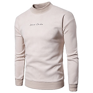 Short Sleeve T Shirts for Man 2023 Causal Stylish Long Sleeve Warm Pullover Sweater Soft Comfy Turtleneck Warm Basic Sweater Muscle Shirts for Men Beige S