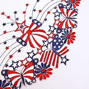 Simhomsen Embroidered Patriotic Mantel Shelf Top Scarf Runner for July 4th, American Independence Day and Memorial Day (70 × 17 inches)