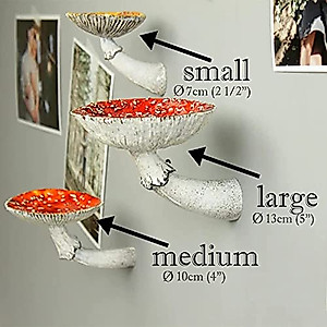 Firlar Mushroom Floating Shelves, 3Pcs Cute Mushroom Room Decor, Whimsical Mushroom Decor Wall Mounted, Resin Mushroom Hanging Storage Rack Creative Art Rack for Living Room Kitchen Bathroom, S+M+L