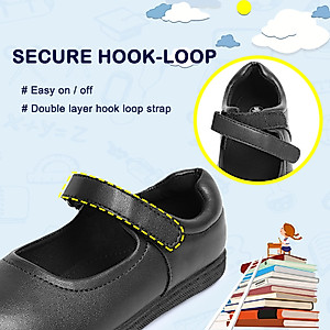 festooning Girls Mary Jane Shoes School Uniform Flats Cute Dress Shoes for Girls Wedding Back to School Black Size 2