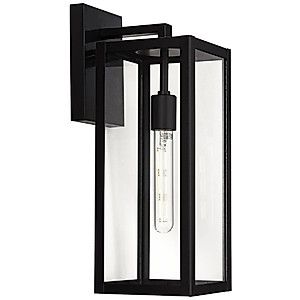 John Timberland Titan Modern Industrial Outdoor Wall Light Fixture Mystic Black Metal 17" Clear Glass Damp Rated for Exterior House Porch Patio Outside Deck Garage Yard Front Door Garden Home