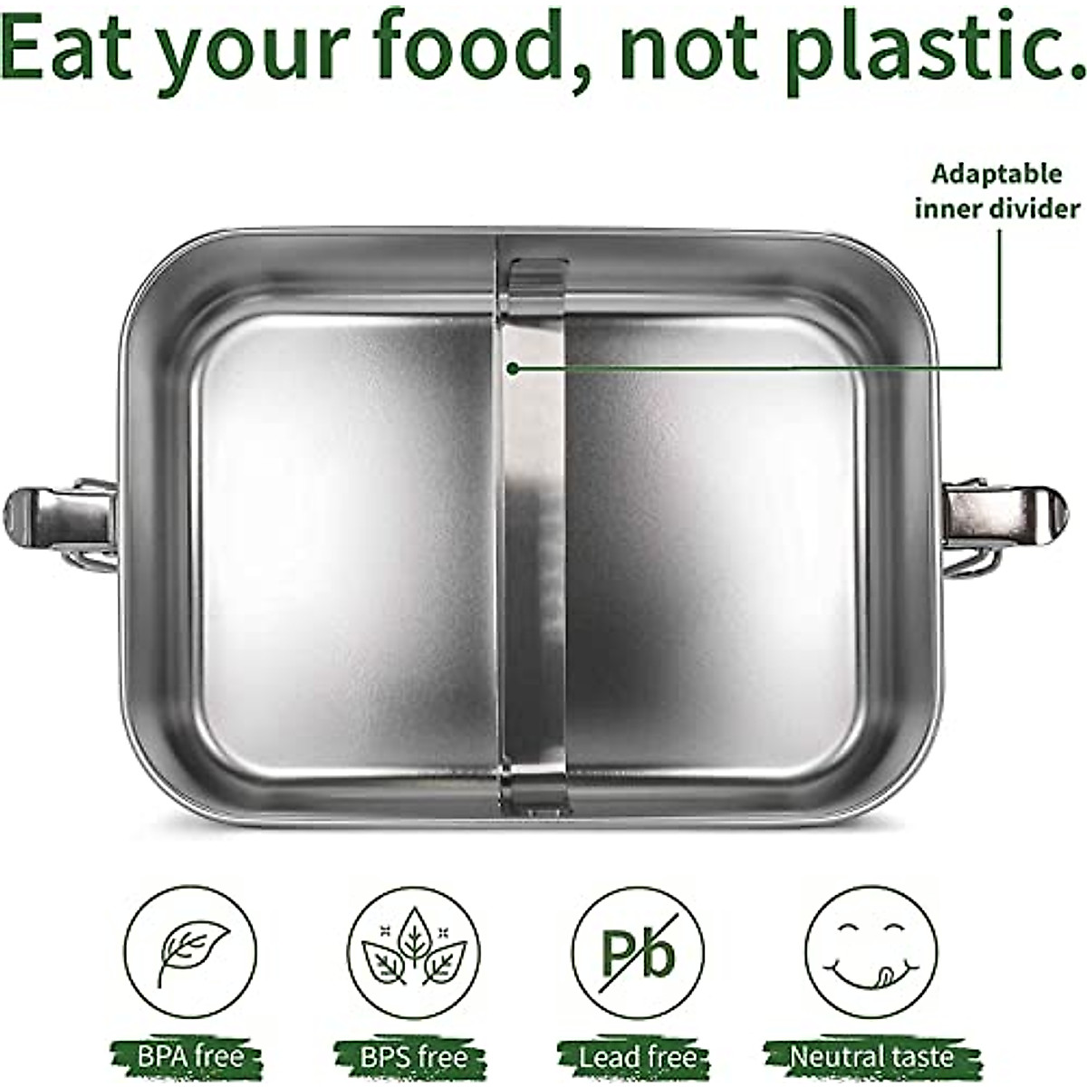 Bambaw Metal Lunch Box 1200 ML | Adjustable Compartment Lunch Box | Leak Proof Metal Lunch Containers | Eco Stainless Steel Food Containers | Metal Bento Box for Adults | 5 Cups Tiffin Lunch Box