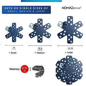 NOMADCHEF Dual-Use Silicone Pan Protectors for Stacking & Trivets for Hot Dishes | Silicone Trivet Mat | Perfect Pot and Pan Protectors for Stacking | Cookware Protectors for Stacking (6PCS-BLU/BLU)