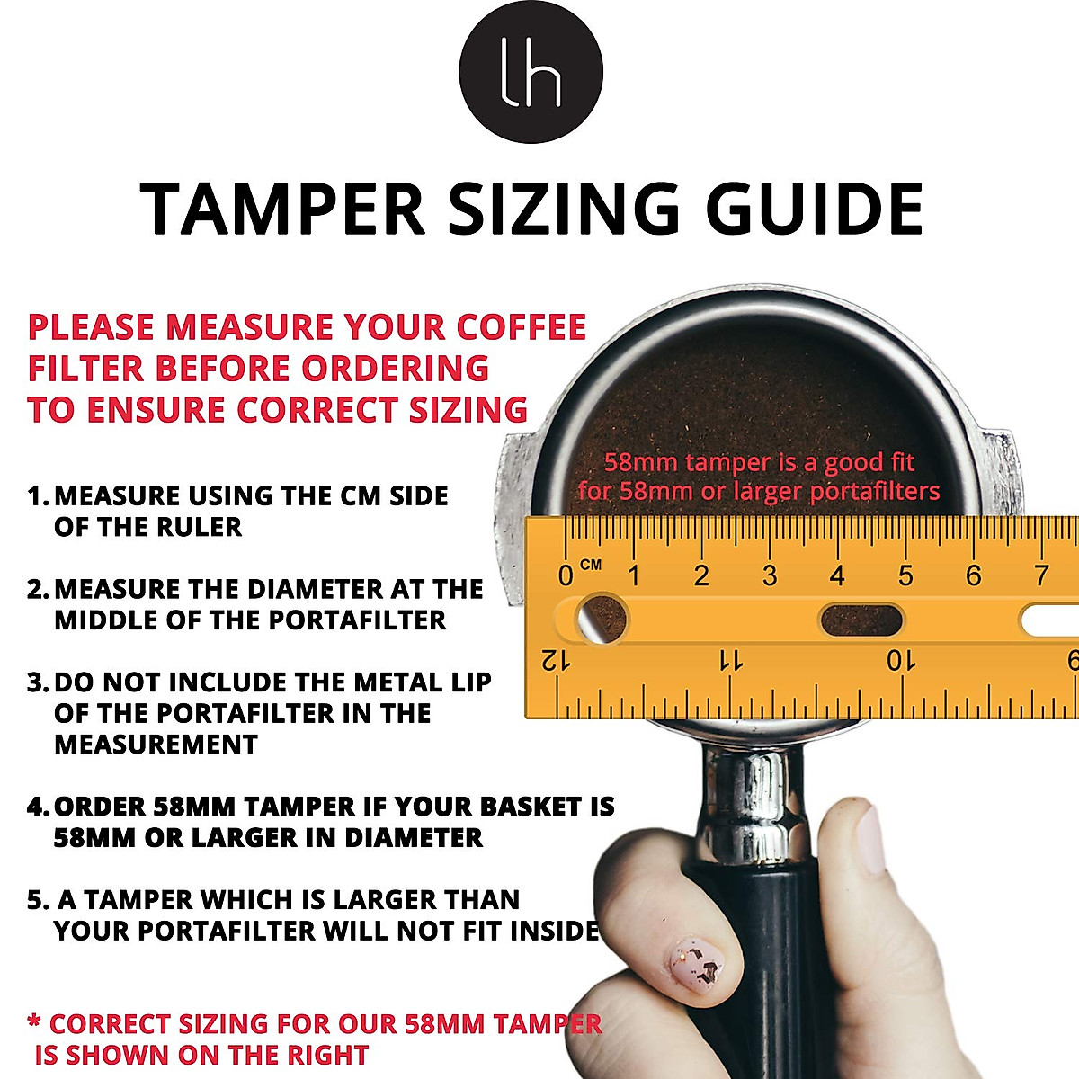 LuxHaus Espresso Tamper - 58mm Calibrated Coffee Tamper for Espresso Machine with Spring Loaded 100% Flat Stainless Steel Base