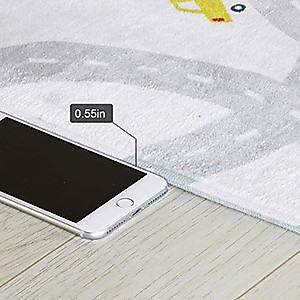 LIVEBOX Road Traffic Kids Play Area Rug 3' x 5' Washable Playroom Educational & Fun with Cars and Toys Non-Slip Children Nursery Rugs for Living Room Bedroom Classroom Entryway Kids Tent