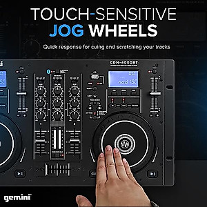Gemini Sound CDM-4000BT: All-in-One DJ CD Player & Mixer Combo with Bluetooth - Ideal for Aspiring DJs, Dual CD/USB for Home & Event Use, User-Friendly Controls with Jog Wheels and Pitch Control