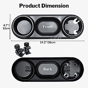 Universal Stroller Snack Tray with Cup Holder, Multifunctional 3 in 1 Stroller Organizer with Removable Non-Slip Grip Clip for Stroller Bar Snack Tray and Cup Holder Accessories (Black)