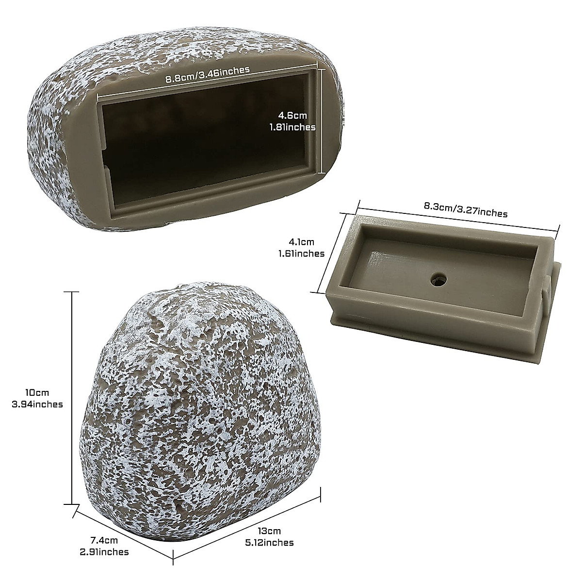 Spare Key Hider Fake Rock Garden Decoration Safe Holder For Outdoor Yard Large Size Design (3.9×2.9×5 inchs)