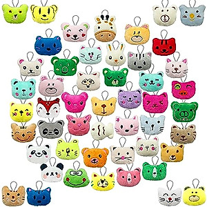 XIPEGPA 50 PCS Mini Animal Plush Toys Set Cute Small Animal Stuffed Toy Keychain for Party Favors Keychain Ornament for Goody Bag Easter Egg Stuffers Carnival Birthday Party Classroom Prizes
