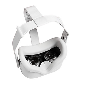 VR Face Silicone Cover Mask Combo with Protective Lens Cover for Quest 2 Headset Face Pad Cushion Accessories Set Sweatproof Lightproof by X-super Home (White, Quest 2)