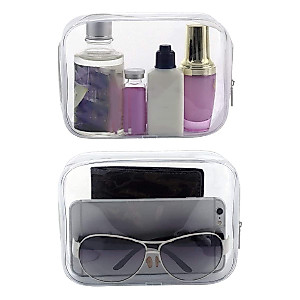 BEFORYOU 6 Pack Clear Toiletry Carry Pouch with Zipper Portable Plastic Waterproof Cosmetic Bag TSA Approved for Vacation Travel Bathroom and Organizing (White, Small)