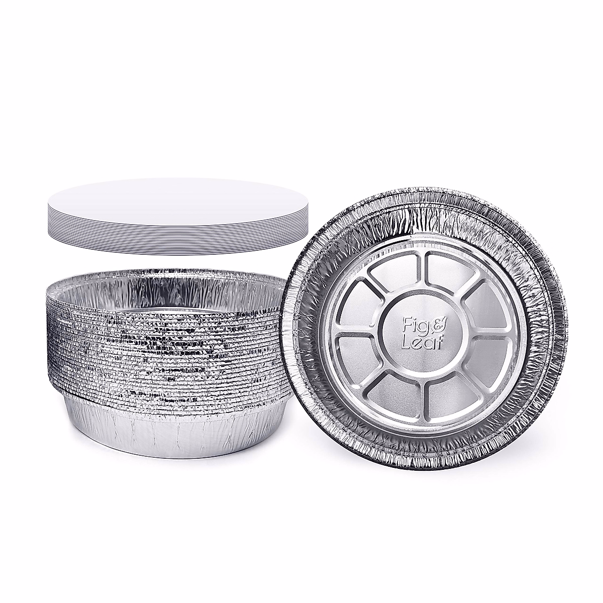 (45 Pack) Premium 9-Inch Round Foil Pans with Board Lids l Heavy Duty l Disposable Aluminum Tin for Roasting, Baking, or Cooking