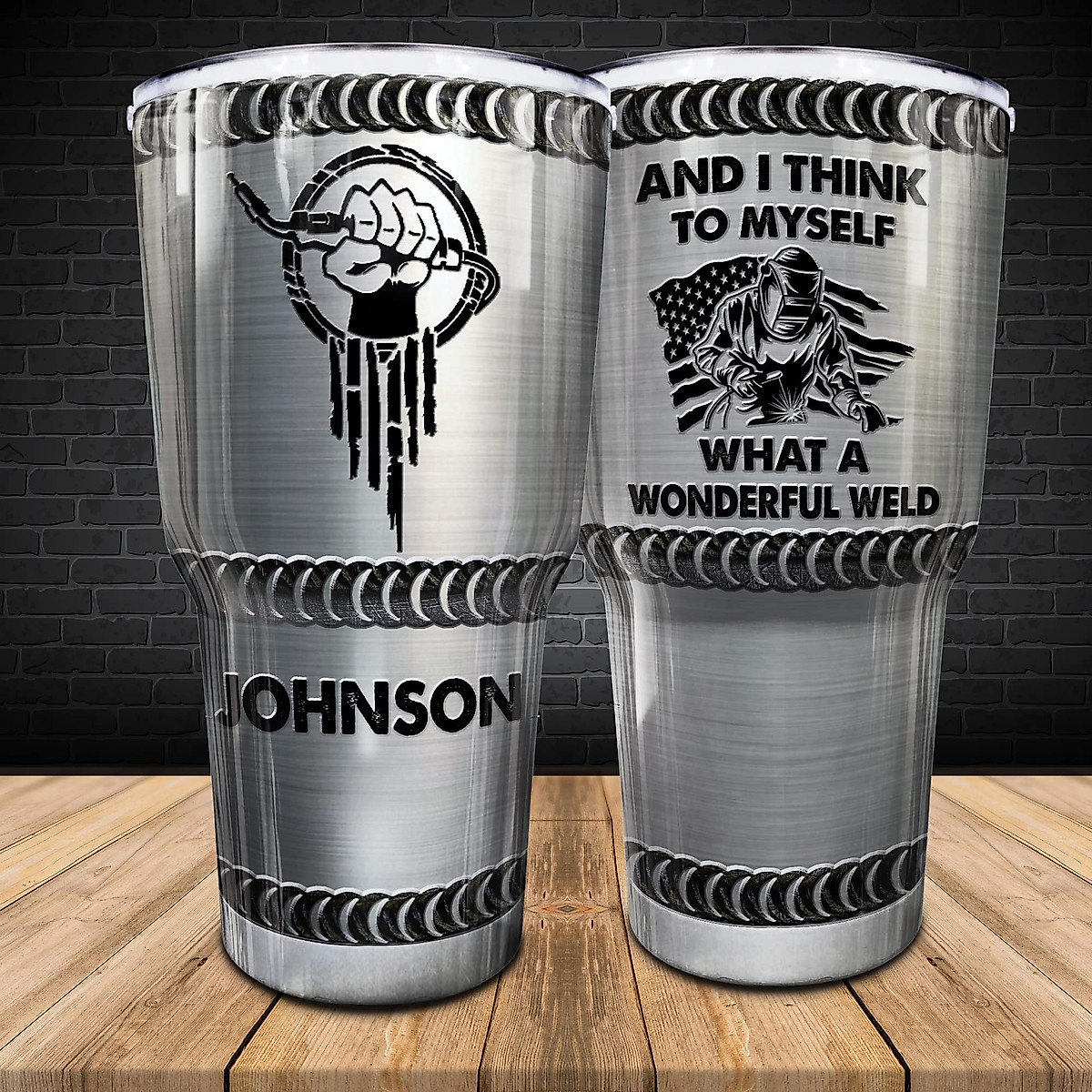 N NAMESISS All Over Printed Tumbler, Welder What A Wonderful Weld Iron Normal Tumbler 30oz Custom Your Name, Stainless Steel Tumbler 30OZ, Gift For Him, Father's Day Gift