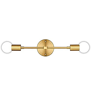 SunRider 2-Light Vanity Light Fixtures, Gold Bathroom Wall Sconce Mid Century Modern Wall Mounted Lamp Brushed Golden Sconce Indoor Vintage Wall Light