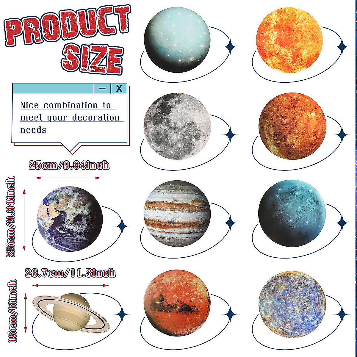 Sabary 10 Pcs Planets Theme Party Decor Solar System Decorations Outer Space Banner Cardboard Cutout Birthday Party Favors Planet Space Sign Porch Banner for Space Birthday Party Supplies