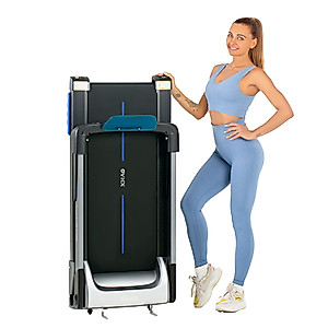 OVICX Portable Foldable Compact Home Treadmill with Shock Absorption with Bluetooth Connectivity, Fitness Tracking App, and Pulse Sensors