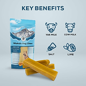 MAKALU DOG CHEW Large, Odor-Free Bully Sticks (51 Ibs and under) Milk Chews for Pups, Healthy Single Ingredient Chew Treat for Aggressive Chewers, High Protein Best Dental Dog Treats (6 Inch, 1 Pack)