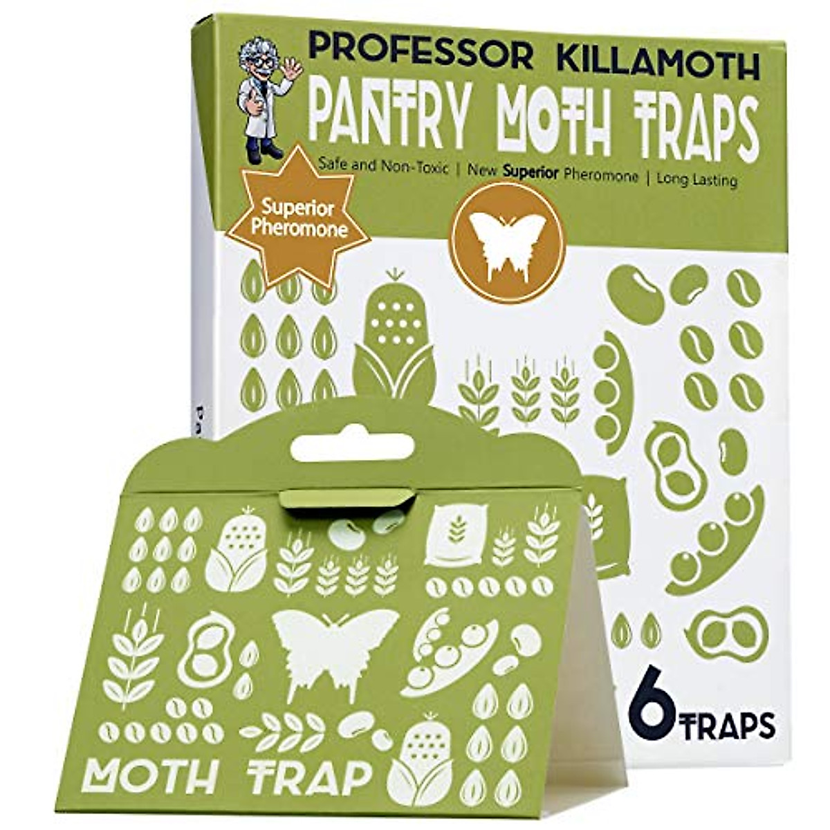Superior Pantry Moth Traps with Pheromones Prime | No Insecticides | Safe, Non-Toxic and Child and Pet Friendly | Superior Attractant - 6 Traps