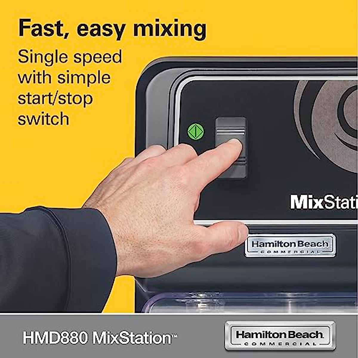 Hamilton Beach Commercial MixStation Drink Mixer, 1/3 HP Brushless Induction Motor, Single Speed, Easy to Clean, NSF Certified HMD880