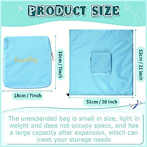 Shappy 3 Pieces Travel Laundry Bag Large Dirty Clothes Bags for Traveling Lightweight and Expandable Luggage Laundry Bag with Drawstring Closure and Zipper, Blue Gray Black, 20 x 21 Inch