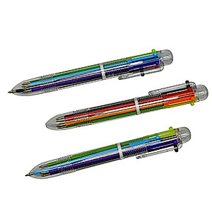 Maydahui 12PCS Multicolor Ballpoint Pen 6-in-1 Retractable Ball Point Pens Transparent Barrel for Office School Students