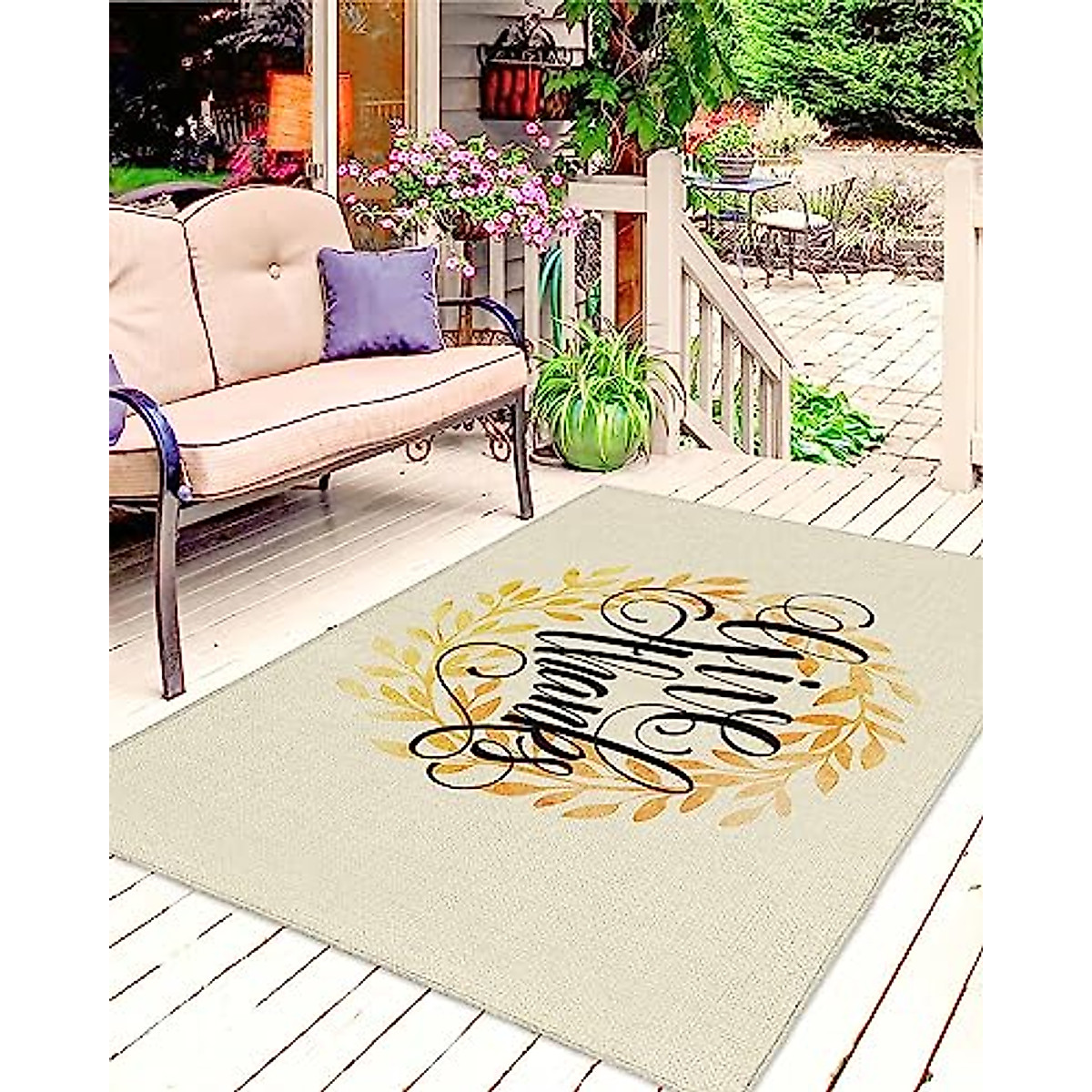 JasmineM Autumn Leaf Thanksgiving Outdoor Rug Mats, Waterproof Outdoor Plastic Straw Rug 4'x6' for Patio, Fall Retro Indoor Outdoor Area Rug for Front Door, Deck, Picnic, Porch, Balcony
