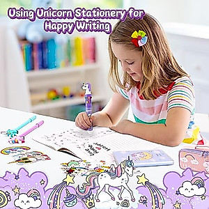 Unicorns Gifts for Girls - Cute School Supplies Set - 48 Pcs Kawaii Stationary Set - Stationary Letter Writing Kit - Best Birthday Gift for 6 7 8 9 10 11 12 Teen Girl