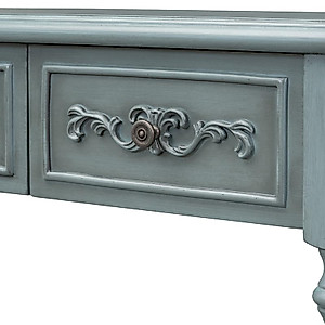 52" Farmhouse Console Tables for Entryway,Curved Sofa Table Display Cabinet w/4 Drawers & 1 Bottom Shelf,Cupboard Accent Table Credenza Decor Furniture for Living Room Hallway Kitchen,Antique Blue