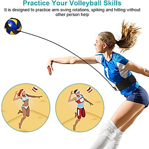 Volleyball Training Equipment Aid, Adjustable Solo Practice Soccer Volleyball Trainer, Volleyball Practice Rope for Serving, Spiking, Swing, Return Ball